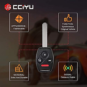 cciyu X 2 Flip Key Fob with Key Blade 4 buttons Replacement for 04 05 06 07 08 09 10 11 12 for H onda Accord CR-V Series with FCC OUCG8D-380H-A