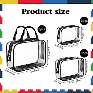 9 Packs Clear PVC Toy Storage Bags Toiletry Bags Waterproof Kids Zippered Toy Organizing Bags for Building Blocks Puzzle Stationery Black