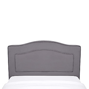 Delta Children Upholstered Twin Bed, Grey Snooze 6 inch Memory Foam Twin Mattress (Bundle)