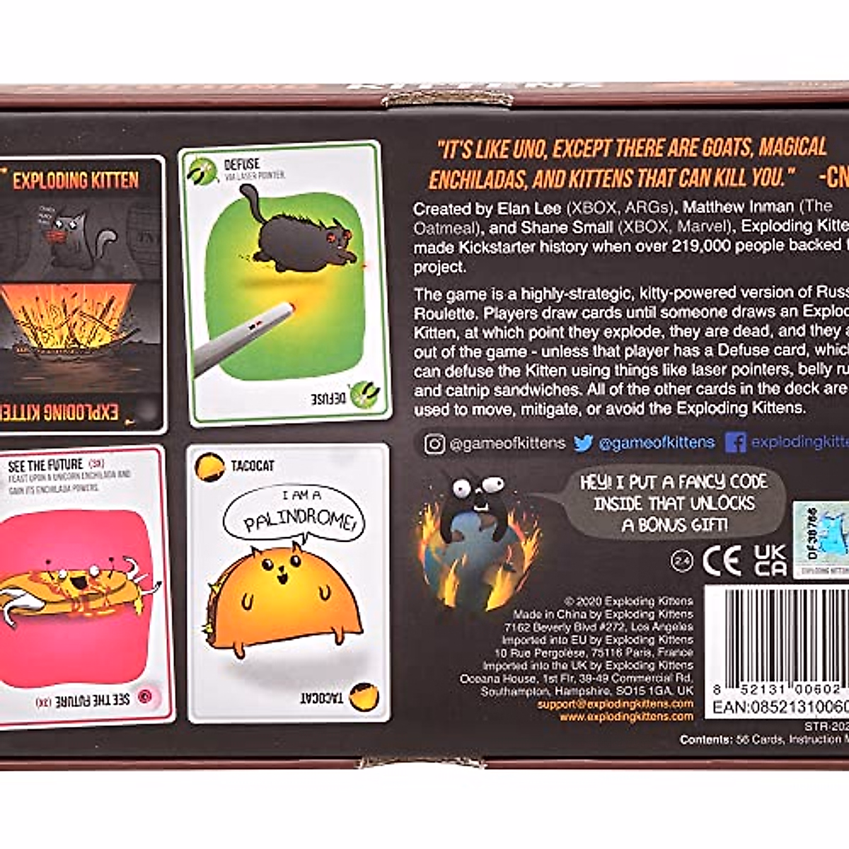 Exploding Kittens Card Game - Original Edition, Fun Family Games for Adults Teens & Kids - Fun Russian Roulette Card Games - 15 Min, Ages 7+, 2-5 Players