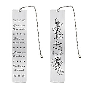 Jzxwan Happy 47th Birthday Gifts for Women Men, 47 Year Old Birthday Bookmark Gift for Him Her, Happy 47 Yr Bday Book Mark for Female Male, 1977 Bd Present, 47 th Birthday Card Decoration