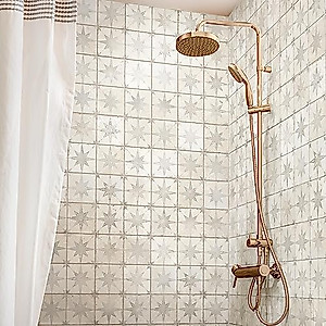 SomerTile FPEHMSW Harmonia Kings Star White 13" x 13" Ceramic Floor and Wall Tile