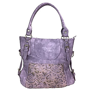 Zzfab Laser Cut Hobo Bag Double Handles Big Purple Purse