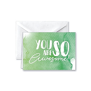 Paper Frenzy Watercolor Appreciation Thank You Note Cards and White Envelopes - 25 pack