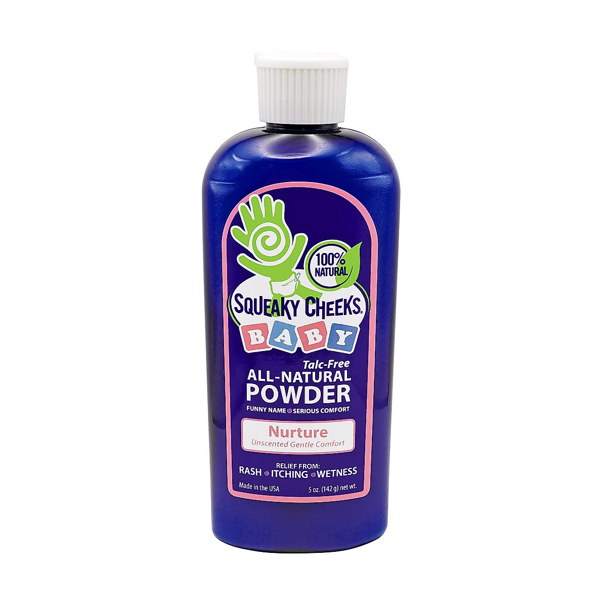 Squeaky Cheeks Baby Powder (5oz) | Organic | Unscented Talc-Free and All Natural Powder | Effective Relief from Rash Wetness and Itching | Also Ideal for Adults