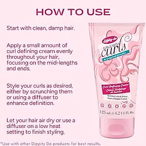 Dippity Do Girls with Curls Leave-In Curl Defining Cream - Anti-Frizz Styling Cream for Curly & Wavy Hair - Includes Shea Butter & Coconut Oil to Strengthen & Protect - 125 mL/4.2 fl oz