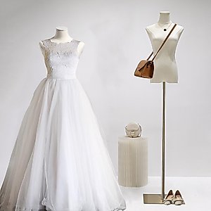 Female Mannequin Dress Form, Adjustable Height Model Body Display Torso with Metal Square Base Stand, Multipurpose Body Manikin for Dress Jewelry Sewing Clothing (Color : White, Size : A)