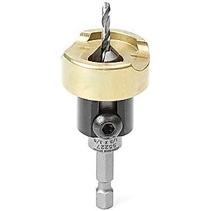 Amana Tool - (55227) Carbide Tipped 82° Countersink with Adjustable Depth Stop & No-Thrust Ball Bearing, 3/8 Dia x 1/8 Drill (Pack of 1)