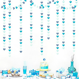 Light-Royal Blue Party Decorations Heaart Garland - 52Ft Mens Boy Birthday Baby Shower Bachelorette Graduation Hanging Streamers Banner,Dusty Bridal Wedding Backdrop Decor Huglony