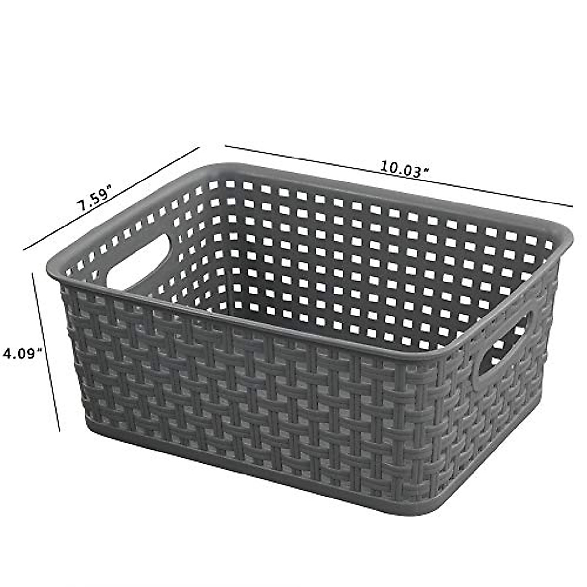 Teyyvn Plastic Storage Basket, 10.03" x 7.59" x 4.09", Pack of 6, Gray