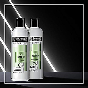 TRESemmé Pro Pure Conditioner Silicone-Free for Curly Hair Pro Pure Curl Define 0% Silicones, Parabens, and Mineral Oils and Dyes, 16 Fl Oz (Pack of 4)