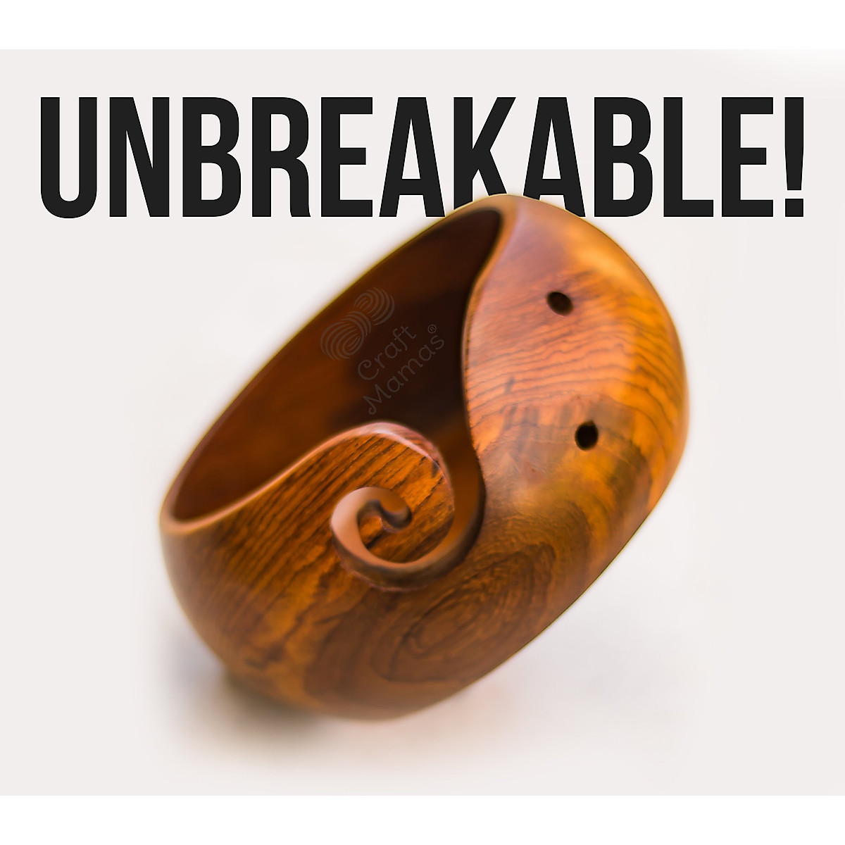 Wooden Yarn Bowl Holder Rosewood - Knitting Bowl with Holes Storage - Crochet Yarn Holder Bowl - Perfect for Mother's Day!