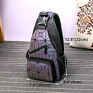 Geometric Luminous Backpacks Holographic Reflective Bag Lumikay Purse Irredescent Crossbody Bag Prism Sling Bag for Women Men NO.2