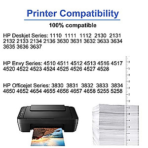 SuperInk Remanufactured Ink Cartridge Compatible for HP F6U64AN 63XL 63 XL 63 (Black, 1-Pack)