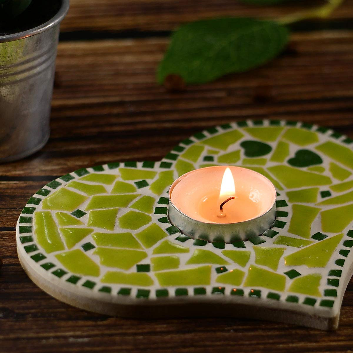 Mosaic Craft Kit, Tea Light Base DIY Art Handcrafted Project Pink Blue