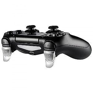 eXtremeRate Transparent Clear 2 Pairs L2 R2 Buttons Extention Trigger for PS4 Controller, Game Improvement Adjusters Extenders for PS4 Controller JDM-030