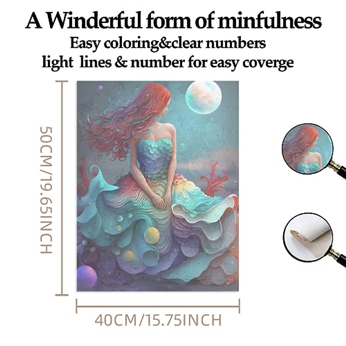 Pangoo Art Cartoon Character Beautiful Mermaid Paint by Number for Kids,Easy Acrylic Paint by Number for Kids On Canvas,Oil Painting Paint by Number Kits Gift for Kids and Adults 16"x20"