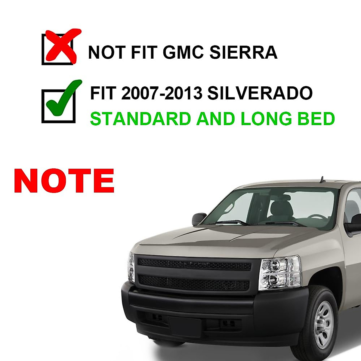 G-PLUS Fender Flares, Compatible with 2007-2013 Chevy Silverado 1500/2007-2014 Silverado 2500HD 3500HD, 78.0"/97.6" Long Bed(for Regular Cab and Extended Cab), Textured Rivet 4pcs [Not Fit Gmc Sierra]