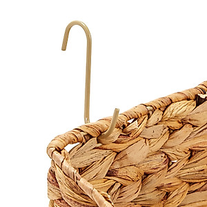 Farmlyn Creek 2 Pack Wall Mounted Hyacinth Storage Baskets with Hooks for Laundry Room, Nursery (15 x 6 x 6 Inches)