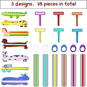 QONIA 25 Pieces Dyslexia Strips Guide Strips Animal Bookmarks Finger Tracking Rulers