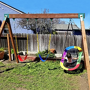 BETOOLL 2400 lb Capacity Heavy Duty Swing Hangers for Wooden Sets Playground Porch Indoor Outdoor & Hanging Snap Hooks Green (2pcs)