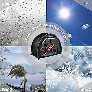 Bike Shed, Outdoor Portable Bike Storage Shed Tent, Bike Tent, Waterproof Bicycle Shelter with 210D Oxford Fabric, Bicycle Cover Fits 2-3 Bikes (Black)