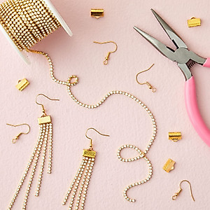 11 Yards Rhinestone Chain, Gold Trim Bling String for DIY Jewelry Making, Crafts, Shoe Charms (2mm Wide)