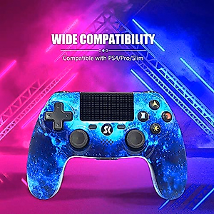 ISHAKO for PS4 Controller Wireless, Controller Gamepad Compatible with Playstation 4/Slim/Pro/PC/Android/Mac with USB Cable,Dual Vibration,6-Axis Motion Control,3.5mm Audio Jack,Multi Touch Pad,Share Button(Blue)