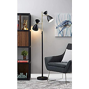 Adesso 4285-01 Oscar Tree Lamp, 68 in, 2 x 40W, Black w/Antique Brass, 1 Floor Lamps