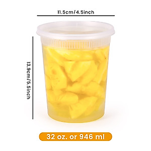 Kitch’nMore [32oz 24Pack Plastic Deli Food Storage Soup Containers with Airtight Lids, Extra-Thick, Slime, Soup, Leakproof, BPA Free