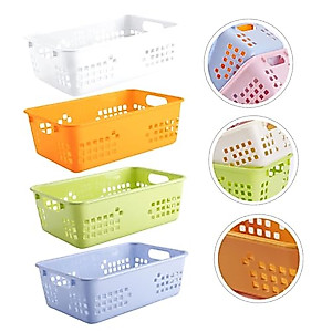 FONDOTIN 4pcs Plastic Storage Basket Storage Bins Laundry Basket Storage Baskets for Shelves Small Plastic Boxes Bathroom Organizer Washing Basket Plastic Basket for Organizing Pp