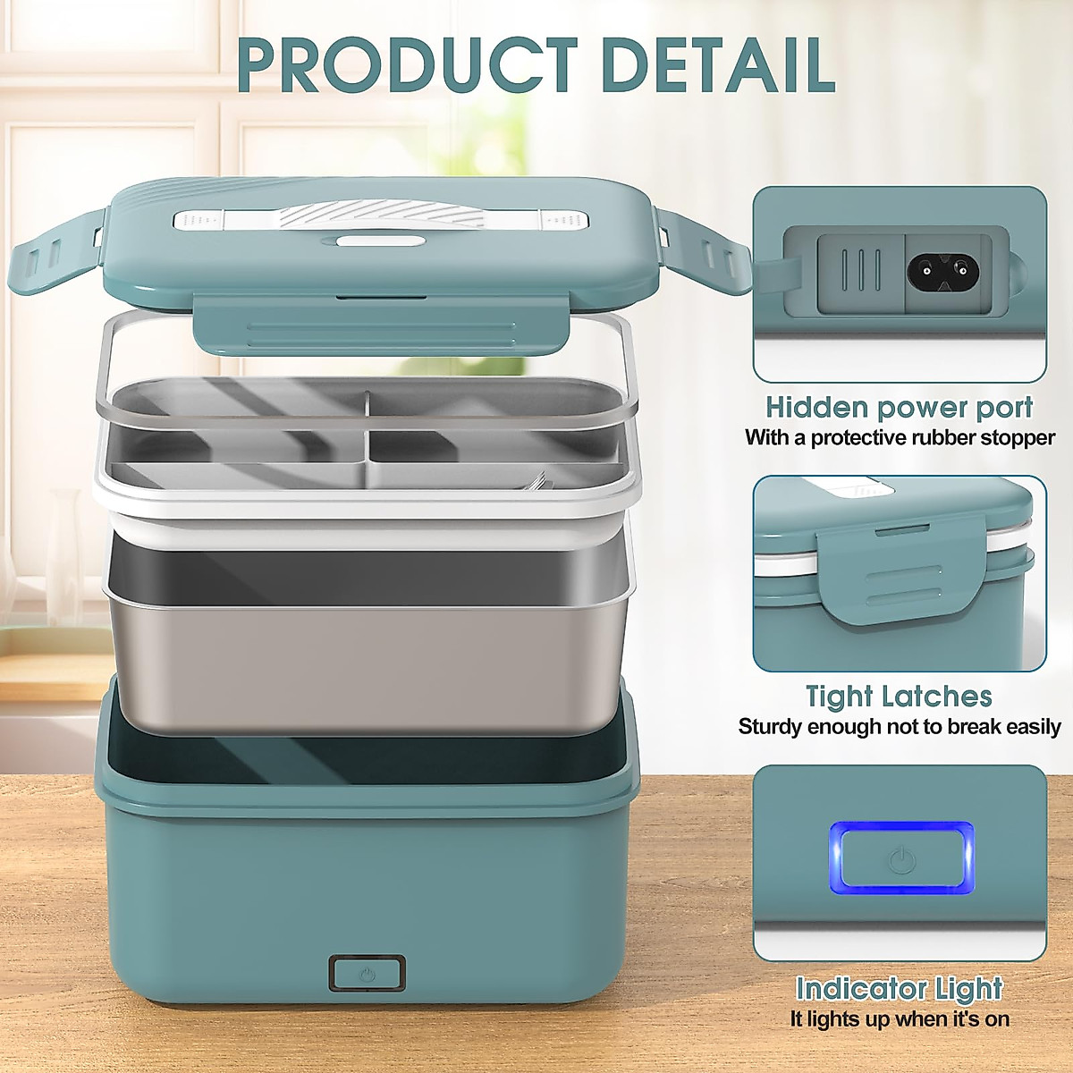 Carsolt Electric Lunch Box Food Heater Upgrade 3 in 1 Portable Food Warmer 60-100W Leakproof Heated Lunch Box for Adults Car/Truck/Office with 1.8L SS Container Fork Spoon Carry Bag, 12V/24V/110V