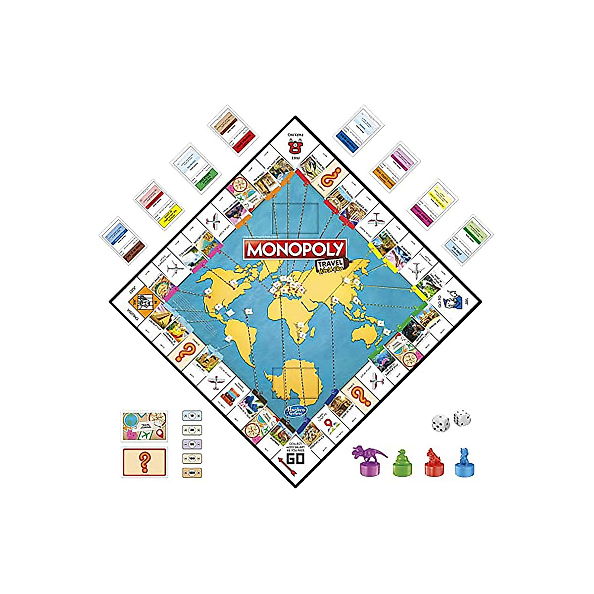 Hasbro Gaming Monopoly World Tour Board Game with Token Stampers and Dry-Erase Gameboard for Family Game Night