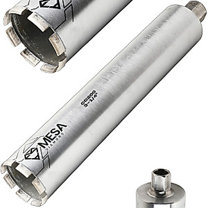 Wet Diamond Drill Core Bits CD200 PRO for Reinforced/Hard Concrete,Hard Aggregate, Brick, and Block (.440” Segment) 1-1/4"-7 Threaded Arbor (3 1/4", 13 inch) | MESA DIAMOND®