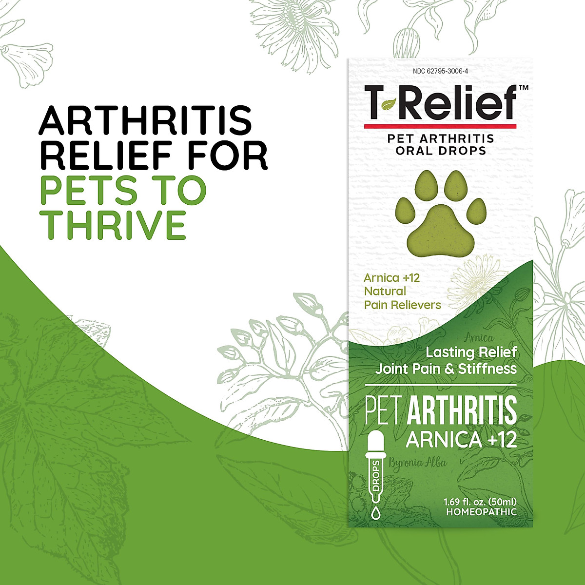 MediNatura T-Relief Pet Arthritis Pain Relief Arnica +12 Powerful Natural Medicines Help Reduce Hip & Joint Pain Soreness & Stiffness Fast-Acting Soother for Dog & Cat - 1.69 oz (2 Pack)