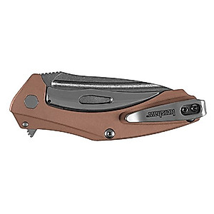 Kershaw Natrix - Copper Pocketknife (7006CU); 2.75-inch Drop-Point Blade with Stonewashed D2 Steel; Hefty Copper Handle Features Brushed Silver Hardware; Reversible, Deep-Carry Pocketclip; 3.7 oz