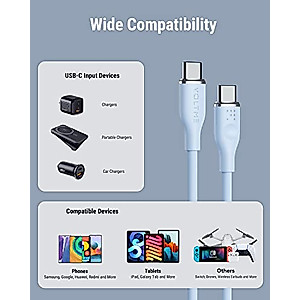 VOLTME USB C Cable, 60W USB C to USB C Cable 6ft, USB 2.0 Type C Charging Cable Fast Charge Cord for MacBook Pro 2020, iPad Pro 2020, iPad Air 4/5, MacBook Air 2020, Galaxy S21, Switch (Blue)