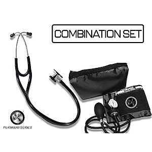 EMI Platinum Series Deluxe Black Cardiology Stethoscope ESC-333 AND EBD-217 Sphygmomanometer Set
