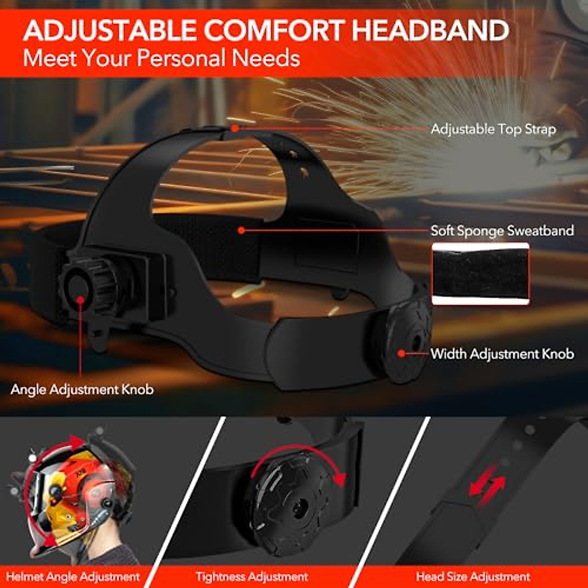 TRQWH Welding Helmets for Men Auto Darkening Welding Hood with LED Light True Color Solar Powered Welder Helmet Adjustable Wide Shade Range 4/9-13 Welder Mask for TIG MIG ARC Weld Plasma Cut Grinding