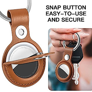 AICase Case for AirTag with Keychain Ring, Protective Leather Holder Tracker Cover with Keyring Compatible with Apple New Air Tag 2021 for Pets, Keys, Luggage, Backpacks