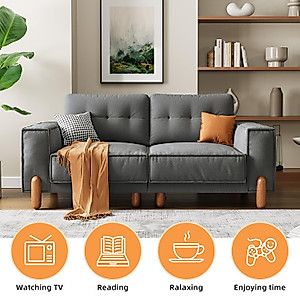 72" Modern Couch for Living Room,2 Seater Couch,Deep Seat Chenille Loveseat Sofa,Comfy Sofa, Cloud Couch,Cream Couch with Pillows for Apartment Small Space (Grey, 72in)