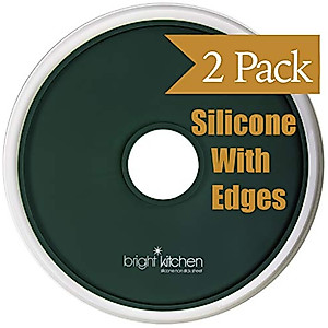 2 Fruit Leather Silicone Dehydrator Sheets with EDGES - NON-Toxic for Nesco Round Dehydrators Lip Mold Hold Batter Liquid Fruit Roll Up Fruit Leather Circle ReUsable Flexible Non Stic