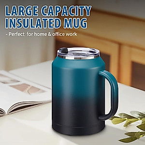 VICKNIY 50 oz Mug Tumbler with Handle and Straw - 2-in-1 Lid, Silicone Water Bottle Boot, Stainless Steel Coffee Mugs, Double Wall Insulated Water Cup Keep Cold-36H Hot-24H, 50oz Large Tumbler Jug