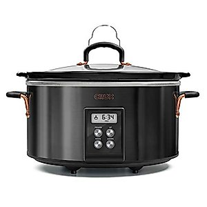 CRUX 6-Quart Programmable Digital Slow Cooker with 20 Hour Digital Countdown Timer, Black