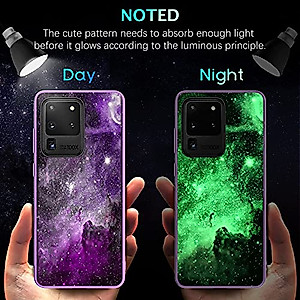BENTOBEN Samsung Galaxy S20 Ultra Case, Slim Fit Glow in The Dark Shockproof Drop Protective Hybrid Hard PC Soft TPU Bumper Cover for 2020 Samsung Galaxy S20 Ultra 5G 6.9 Inch, Purple Nebula