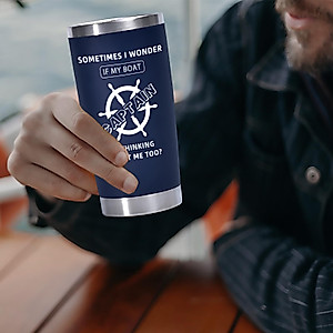 EchoMaven Boating Gifts for Men - Boat Accessories Gifts for Men - Cool Gifts for Boat Owners -Nautical Gifts for Men - Boat Gifts for Men, Dad -Sometimes I Wonder If My Boat Is Thinking Tumbler 20oz