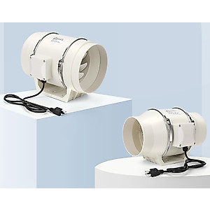 Nalle Inline Duct Fan 50W 280 CFM Ventilation Exhaust Blower Fans 4 Inch Duct Fan Efficient Quiet Copper Motor for Ducting Vents Bathroom Kitchen Grow Tents Hydroponics