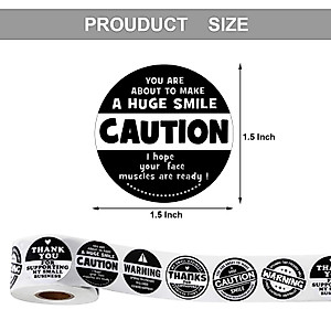 Zonon 600 Pcs Thank You Sticker Roll Small Business Stickers Black and White Warning Stickers Round Cute Thank You for Supporting My Business Sealing Label for Packing,1.5 Inch