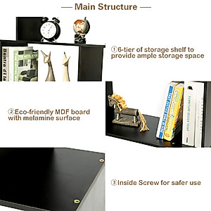 HOMEFORT Pack of 2 Geometric Bookshelf,5-Tier Modern Bookcase, Set of 2 Open Shelf and Room Divider, Freestanding Display Storage Organizer, Decorative Shelving Unit for Home Office and Living Room