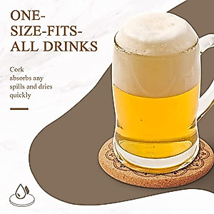 Coomin Cork Coasters, Extra Thick Cork Coasters with Holder, 8 Pcs Farmhouse Coasters for Coffee Table, Wooden Table, Heat-Resistant Coasters for Drinks